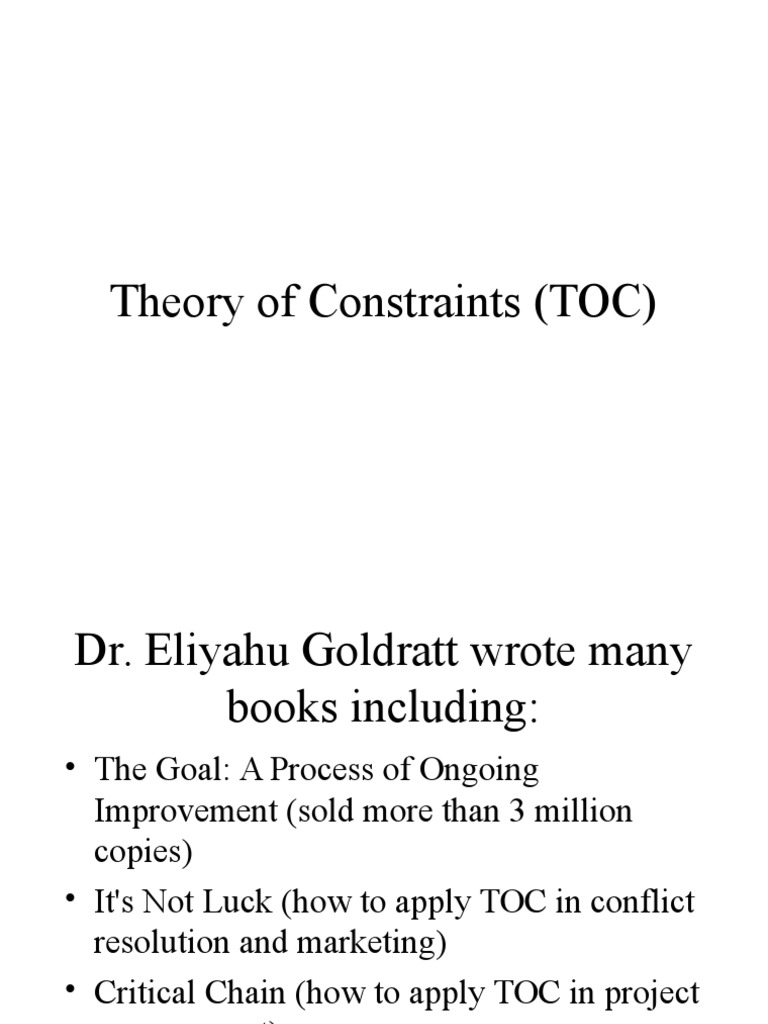 Examples Of Theory Of Constraints