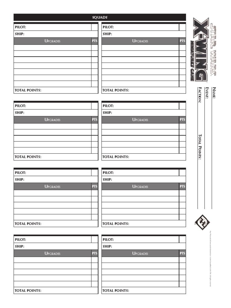 X-Wing Squad Sheet | PDF