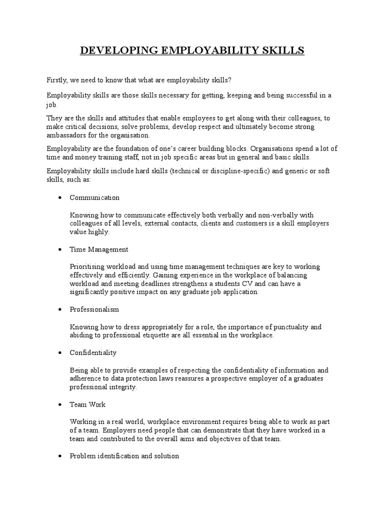 Essential Employability Skills Guide | PDF | Employment | Psychology