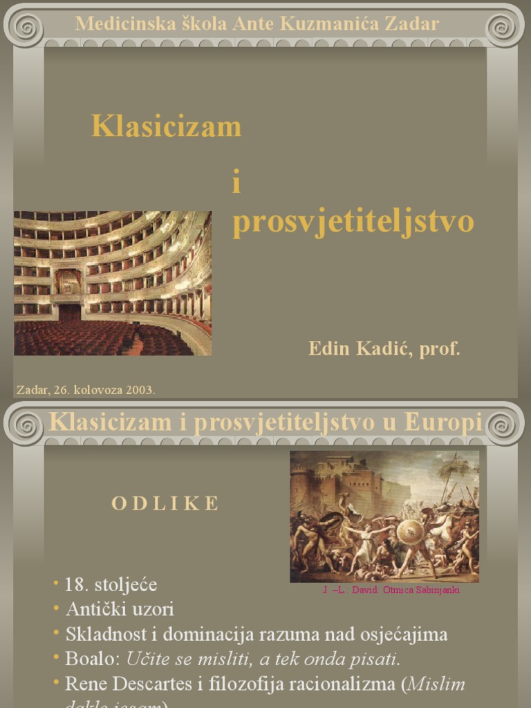Klasicizam I Prosvjetiteljstvo | PDF