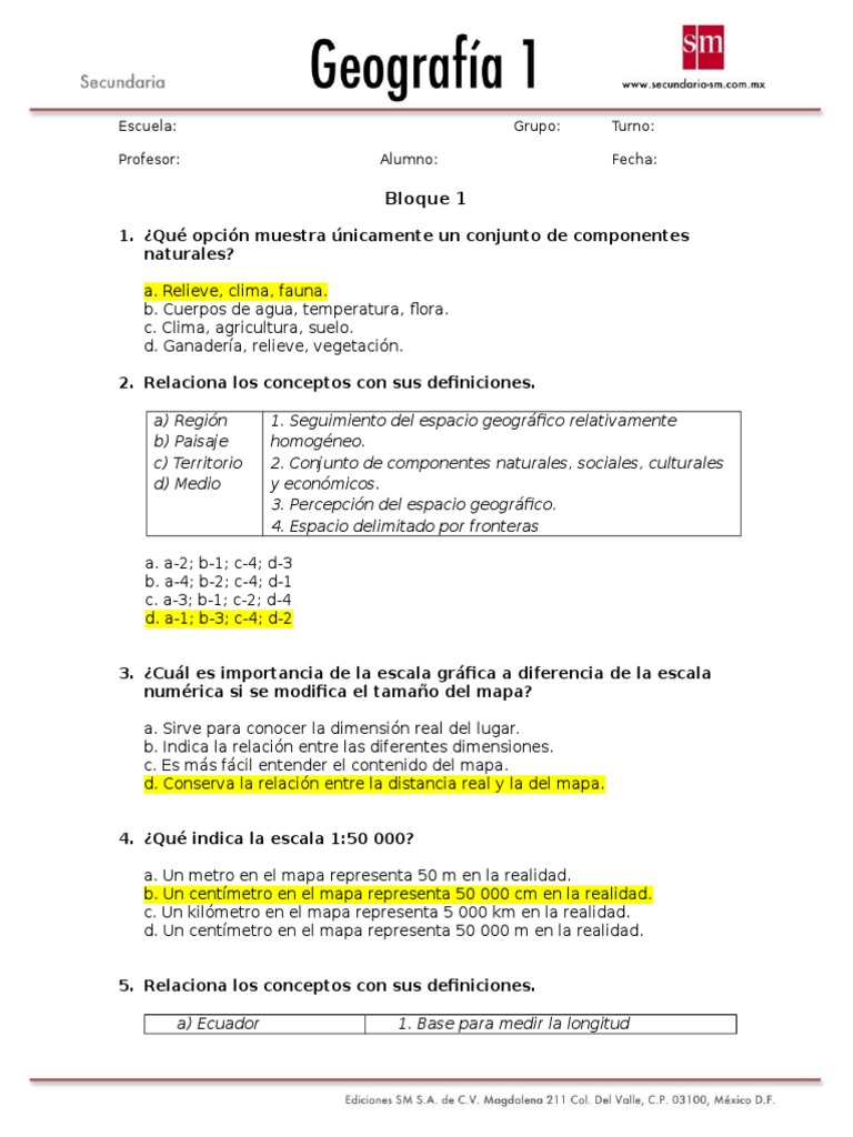 Geo Bloque 1 Examen Enlace | PDF | Mapa | Cartografía