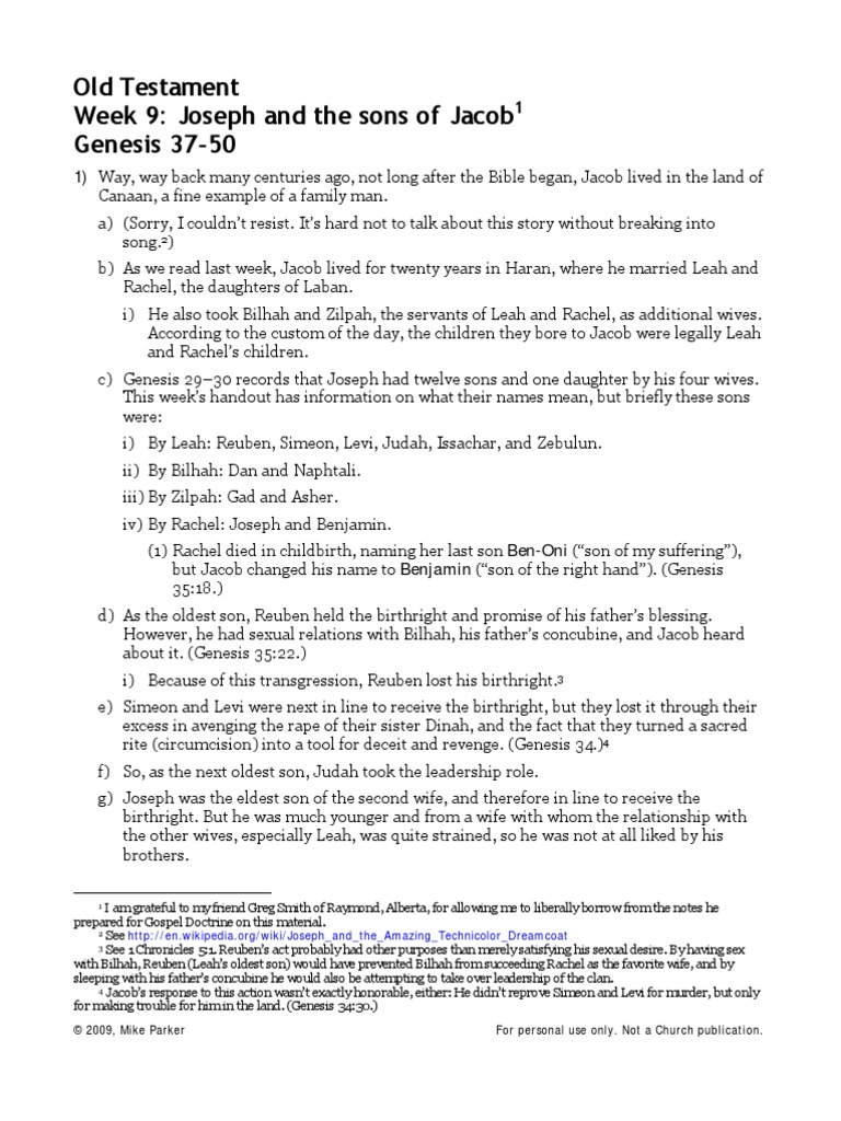 LDS Old Testament Notes 10: Joseph & The Sons of Jacob | PDF | Leah ...