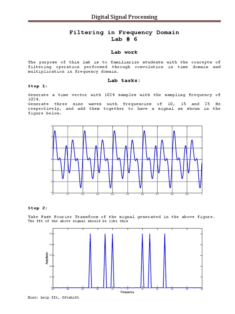 Filtering in Frequency Domain Lab # 6: Digital Signal Processing | Download Free PDF | Digital ...