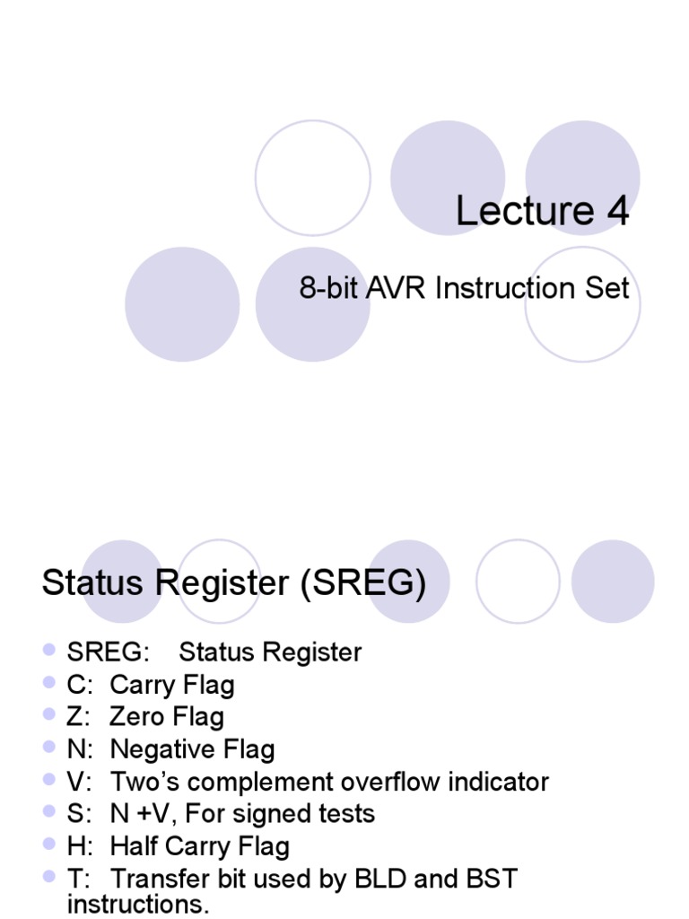 Lecture 4 8-Bit+AVR+Instruction+SetLec4 | PDF | Computer Data | Digital ...