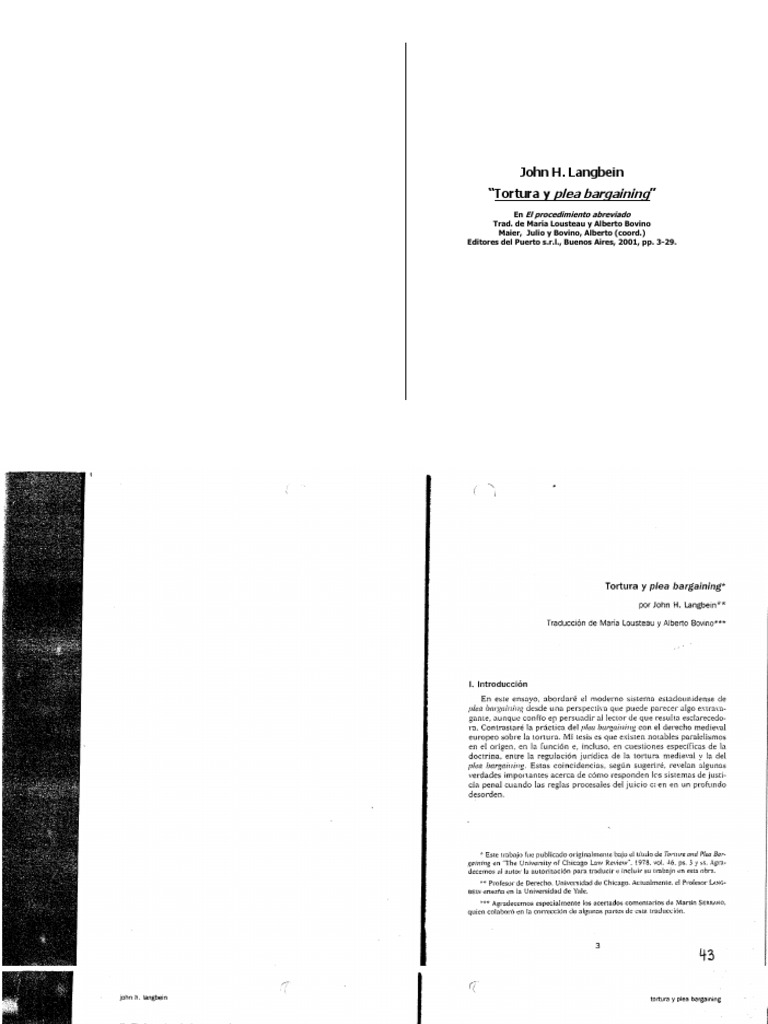 John H. Langbein Tortura y Plea Bargaining | PDF | Justicia | Crimen y ...