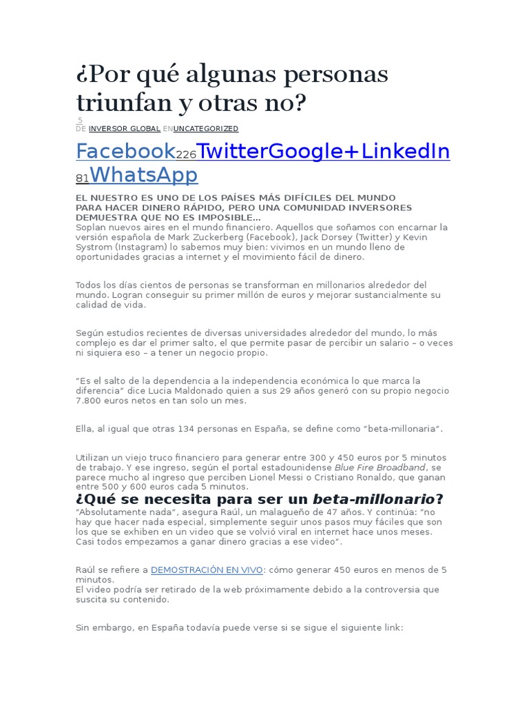 Personas Triunfadoras | PDF | Dinero | España