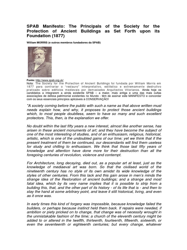 SPAB Manifesto | PDF | Religion And Belief