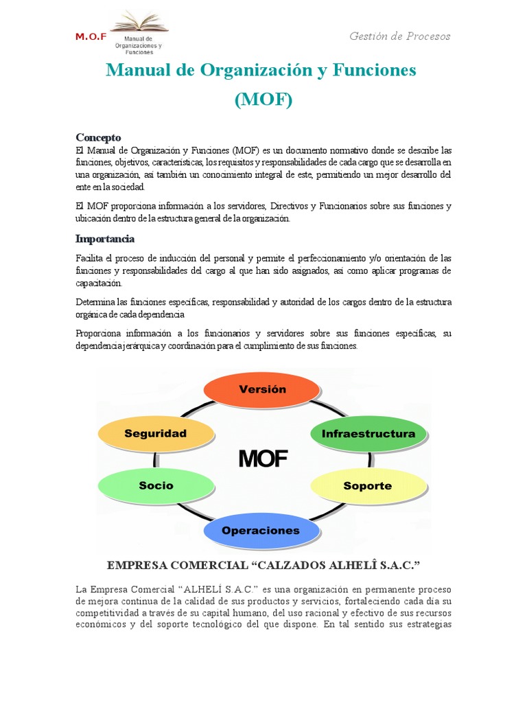 Mof (Manual de Organizaciones y Funciones) | PDF | Calidad (comercial) | Business