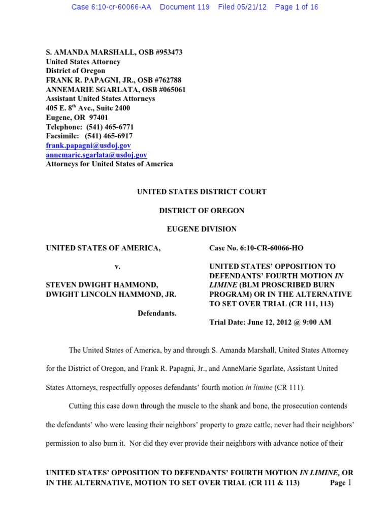 Hammond Family Trial Court Documents | PDF | Discovery (Law) | Indictment