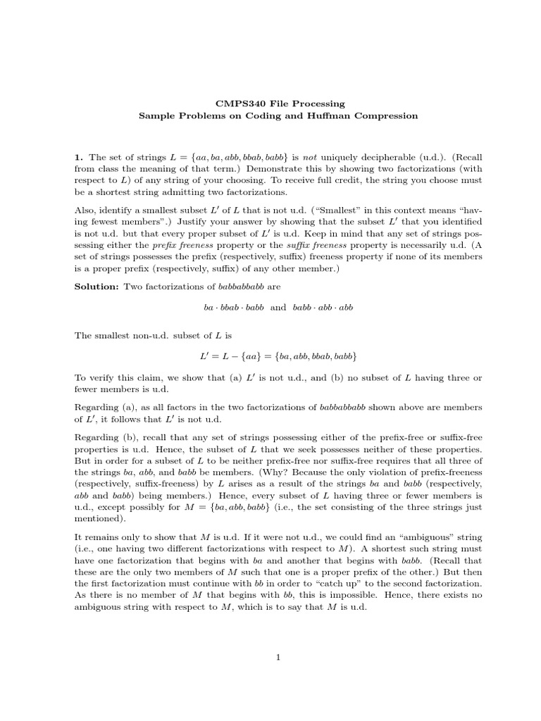 Huffman Sample Prob | PDF | Areas Of Computer Science | Discrete Mathematics