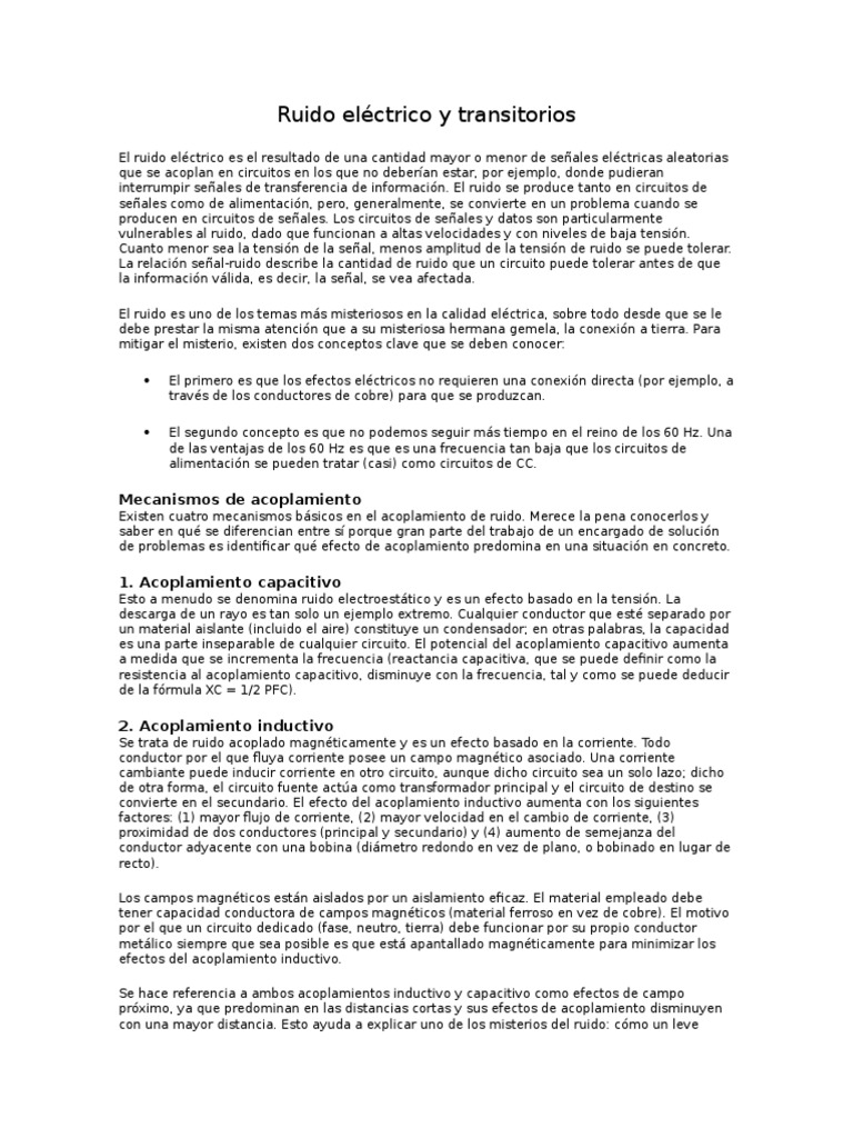 Ruido Eléctrico y Transitorios | PDF | Corriente eléctrica | Condensador