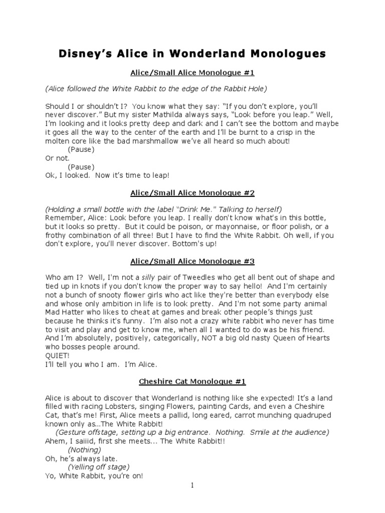 Alice Monologues | Literary Motifs | Literature Featuring ...