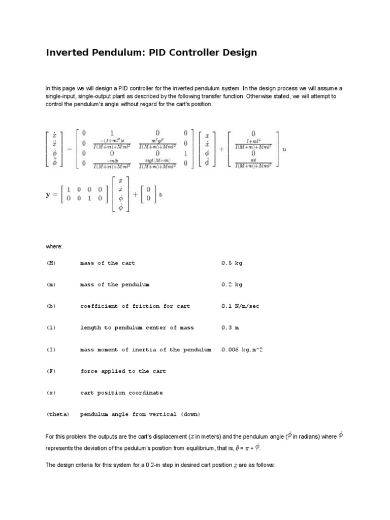 Inverted Pendulum | PDF | Control Theory | Pendulum