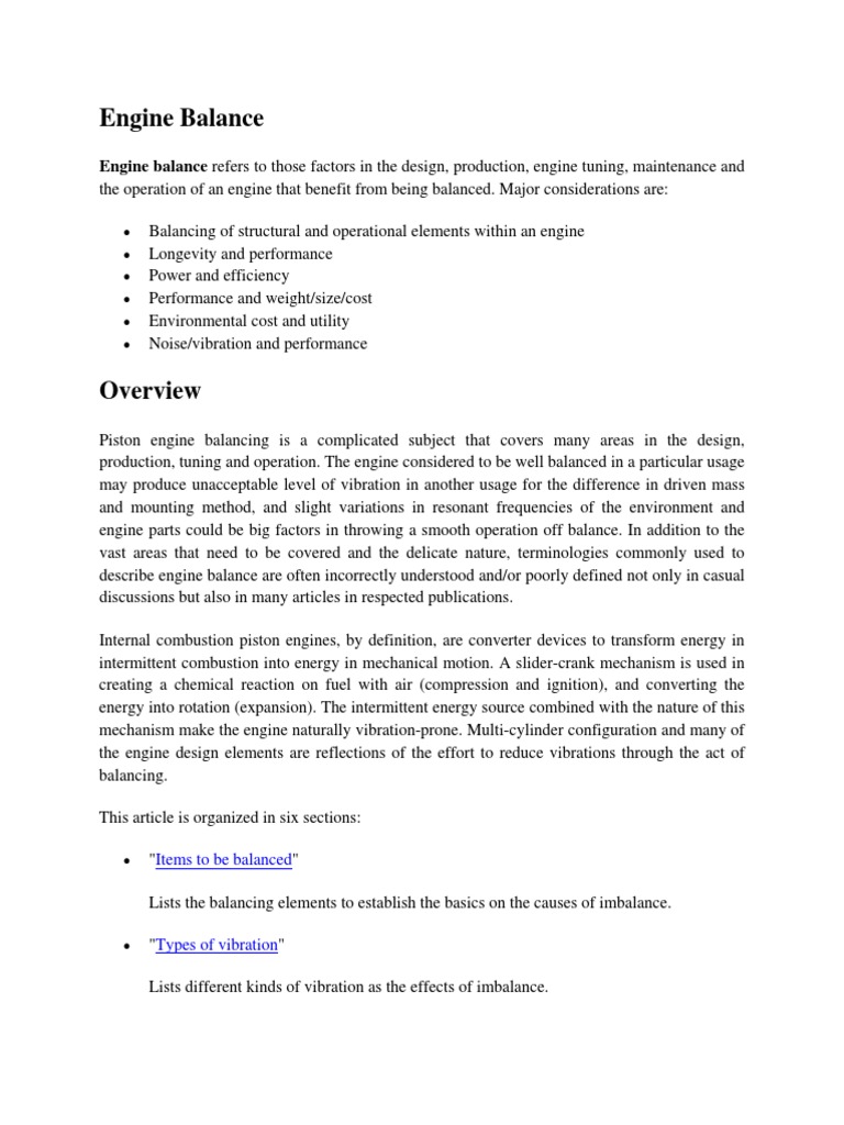 Engine Balance | PDF | Internal Combustion Engine | Systems Engineering