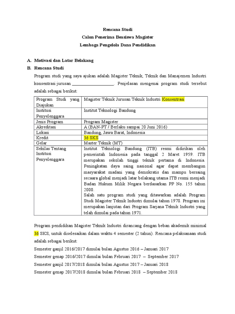 Rencana Studi s2 | PDF