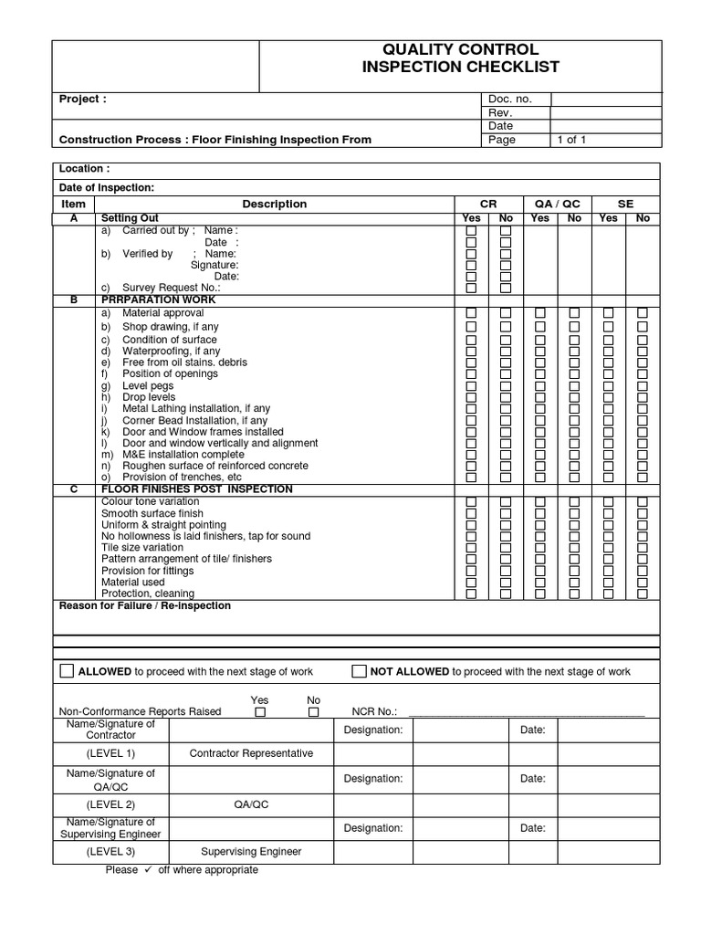 Checklist Floor Finishing | PDF | Architectural Design | Architecture