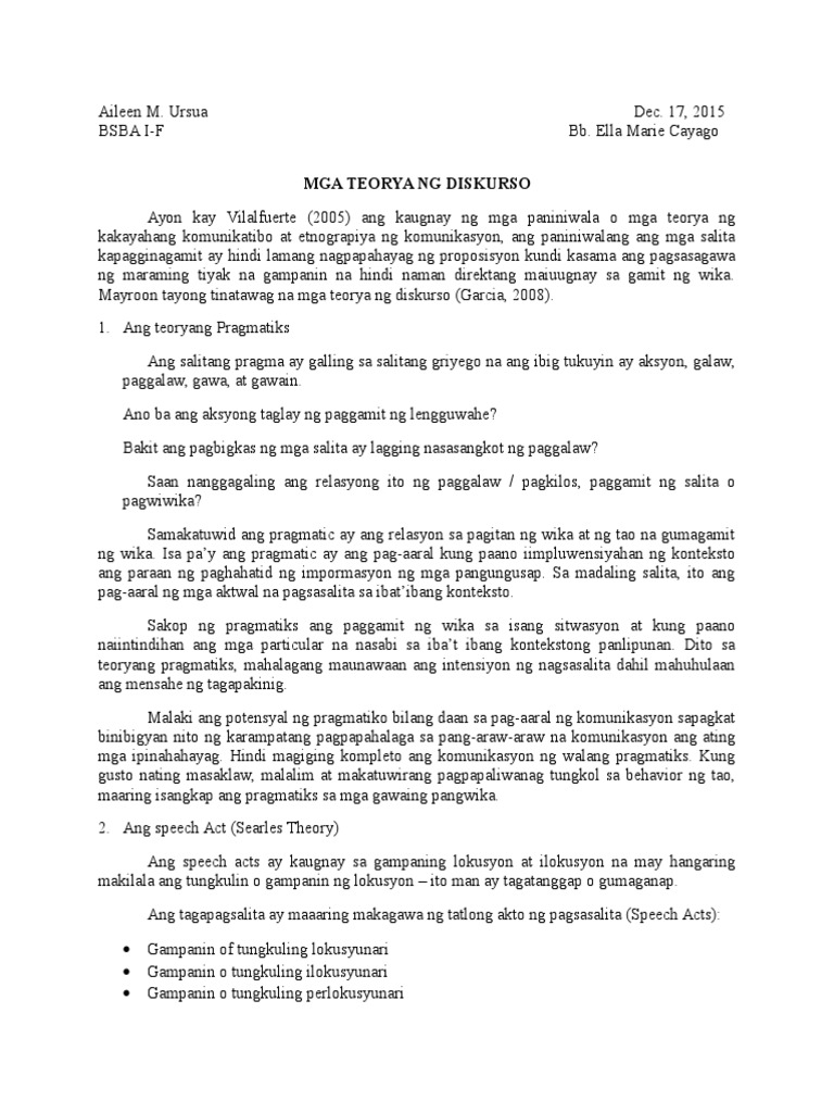 Teorya NG Diskurso | PDF