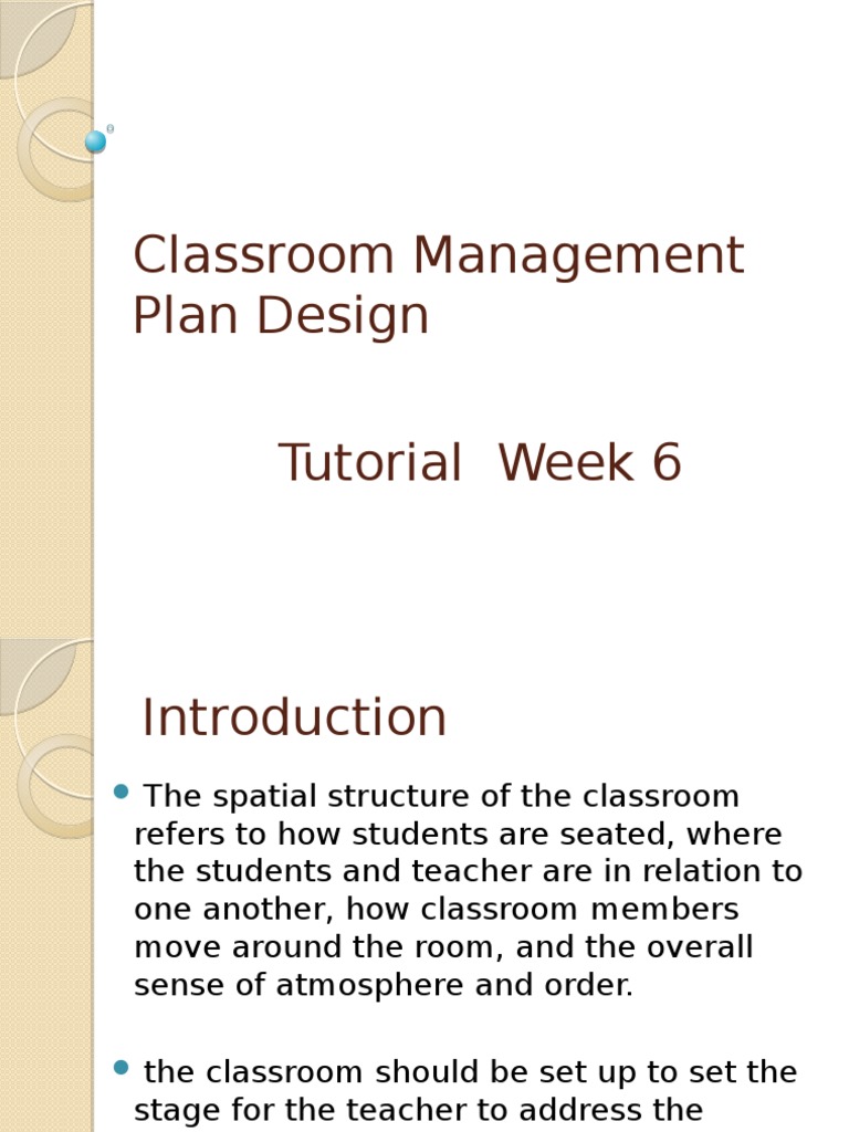 Classroom Management Plan Design Tutorial Week 6 | PDF | Career & Growth
