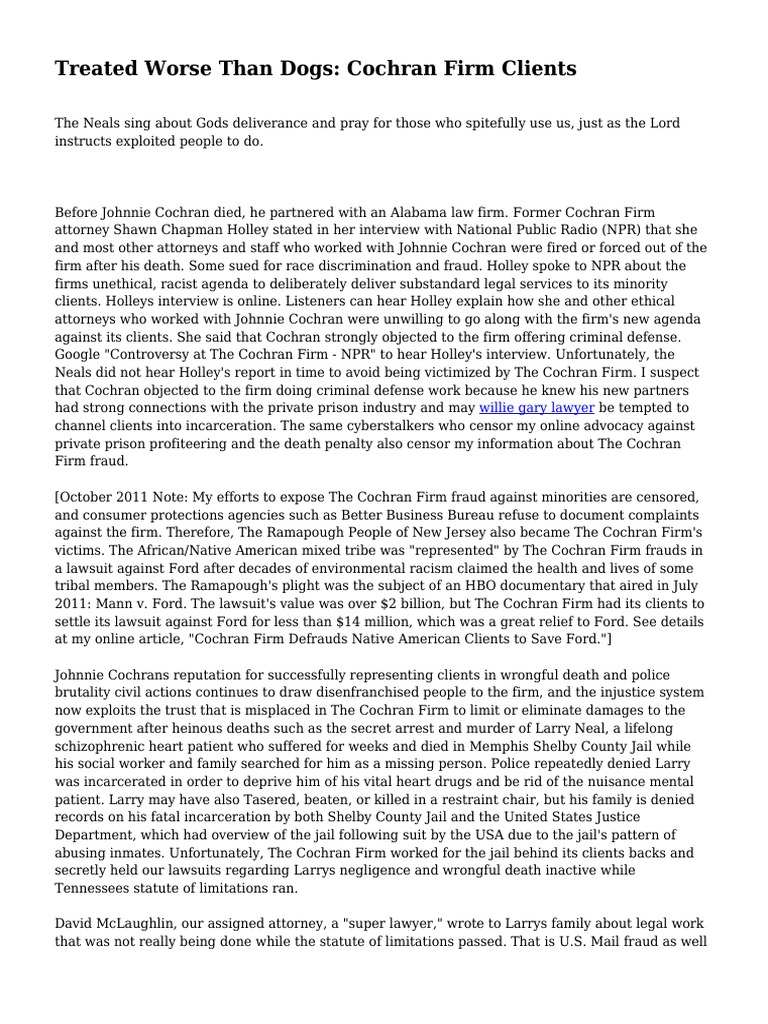 Cochran Firm's Legal Misconduct Exposed | PDF | Lawsuit | Lawyer