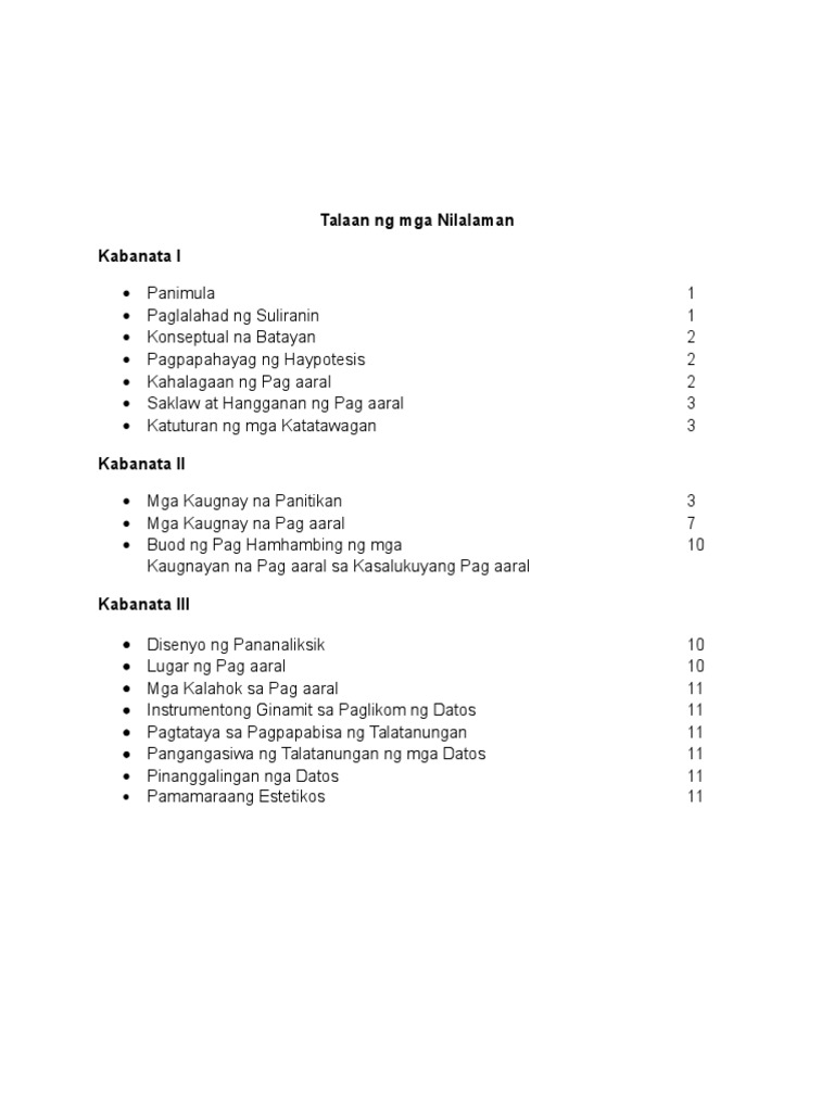 Talaan NG Mga Nilalaman | PDF