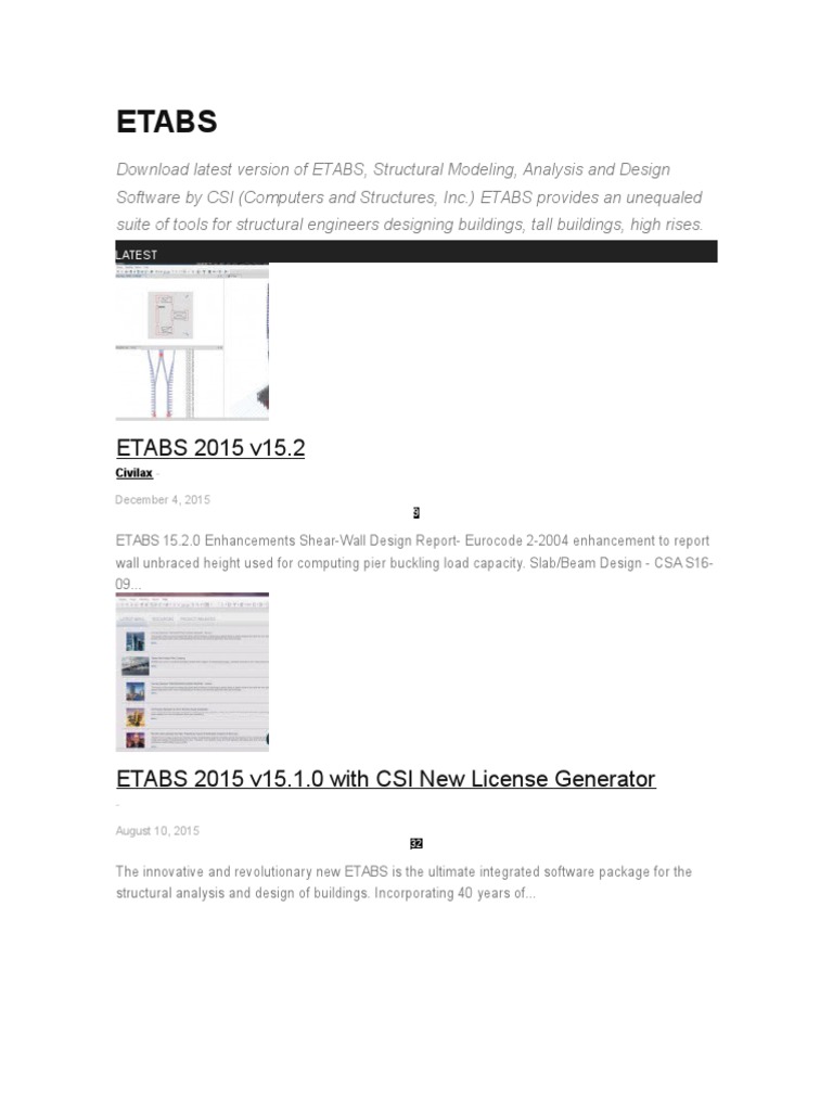 Latest ETABS Versions Overview | PDF | Autodesk Revit | Structural Analysis
