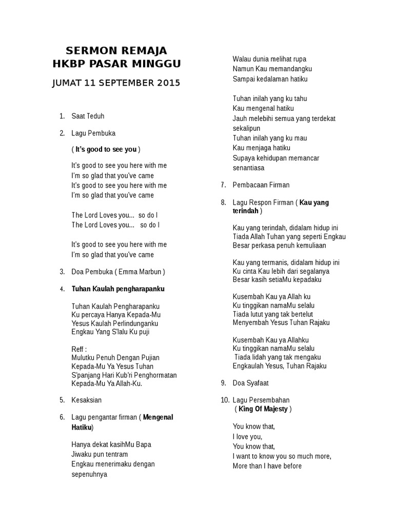 Contoh Susunan Acara Ibadah Syukur - Delinewstv