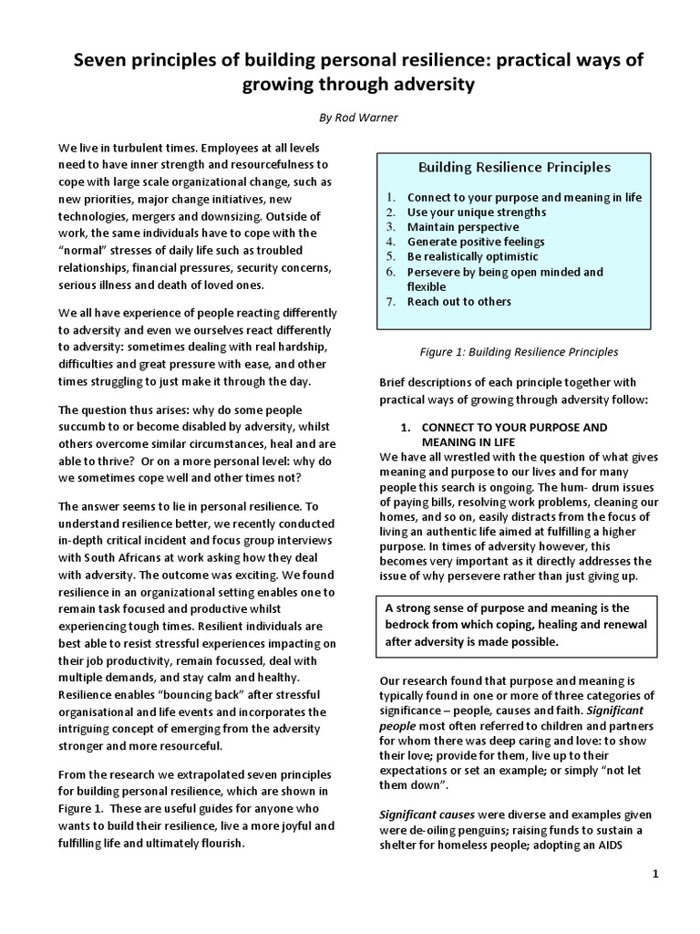 Seven Principles of Building Resilience | PDF | Psychological ...