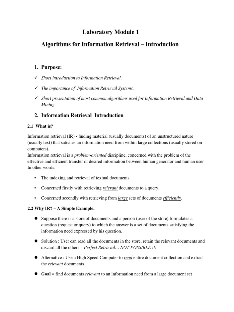 Overview of Information Retrieval Algorithms | PDF | Information ...
