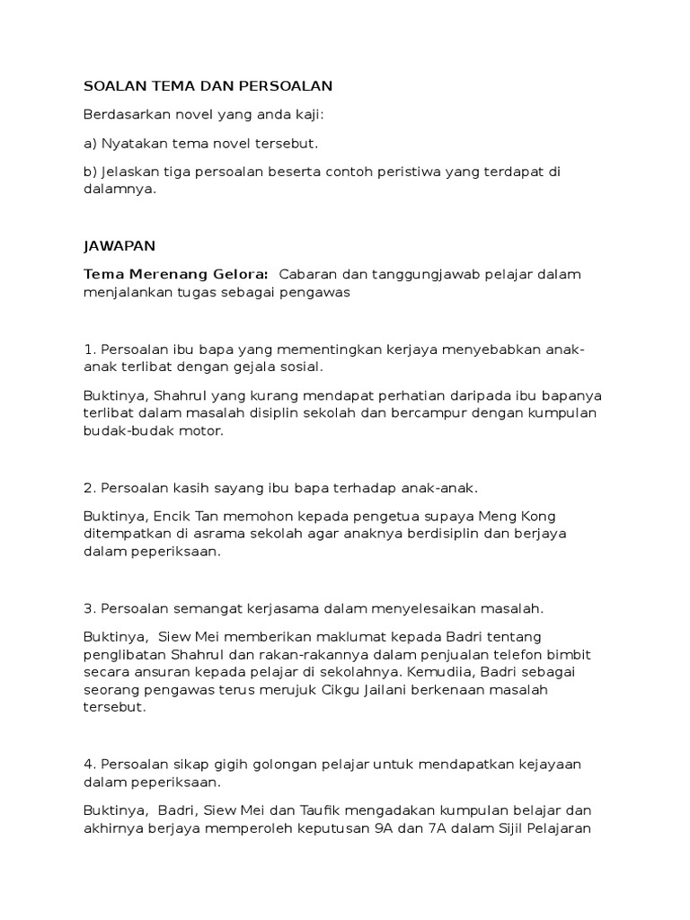 Soalan Tema Dan Persoalan | PDF