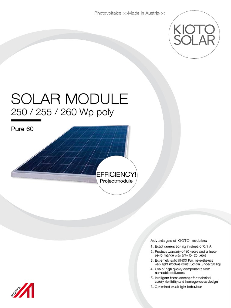 Kioto Solar DB Pure60 en 40mm 200215 | PDF | Solar Panel | Electromagnetism