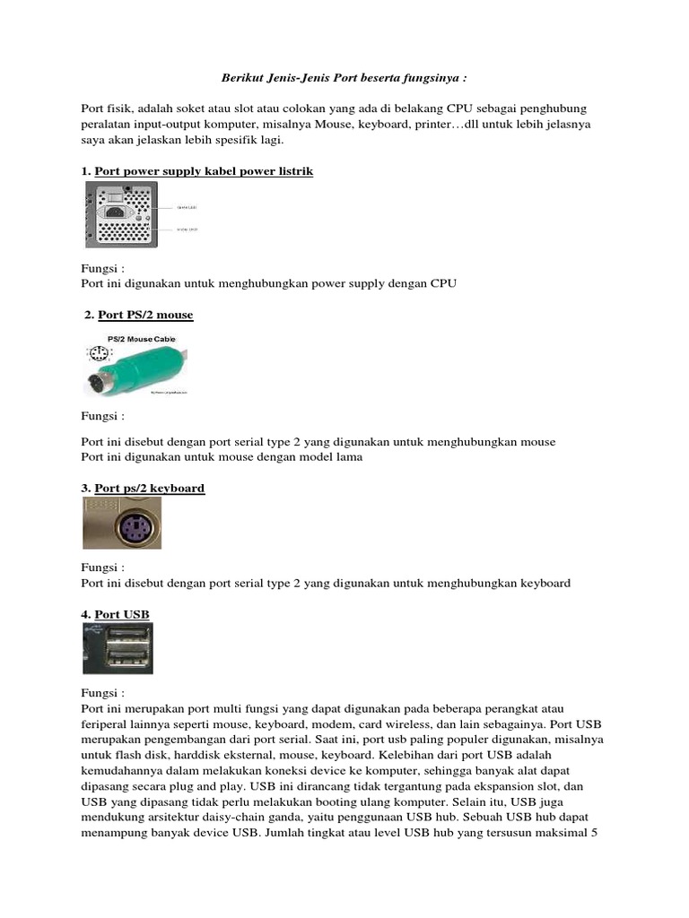 Jenis-Jenis Port Komputer dan Fungsinya | PDF