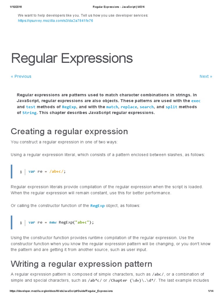 Regular Expressions - JavaScript - MDN | PDF | Regular Expression ... Regular Expressions - JavaScript - MDN | PDF | Regular Expression ...