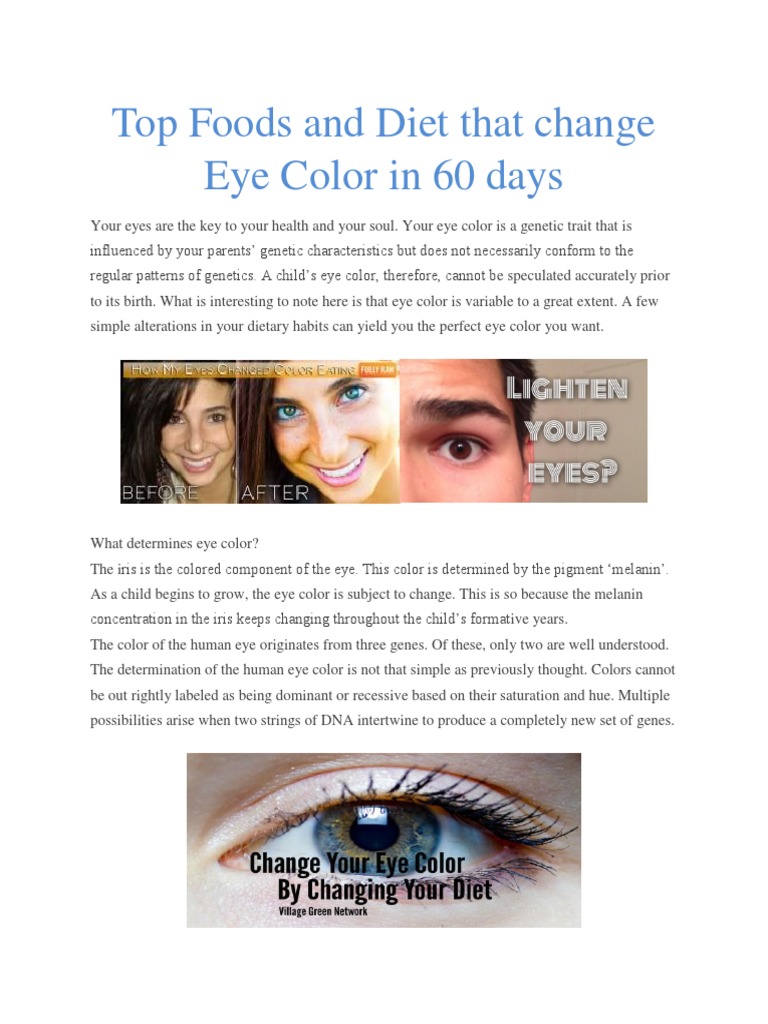 Diet Can Change Eye Color in 60 Days | Download Free PDF | Eye Color ...