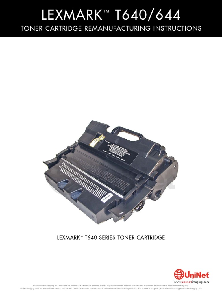 Lexmark T640/644: ™ Toner Cartridge Remanufacturing Instructions | PDF ...