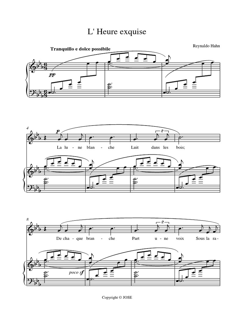 L'Heure Exquise - Reynaldo Hahn | PDF