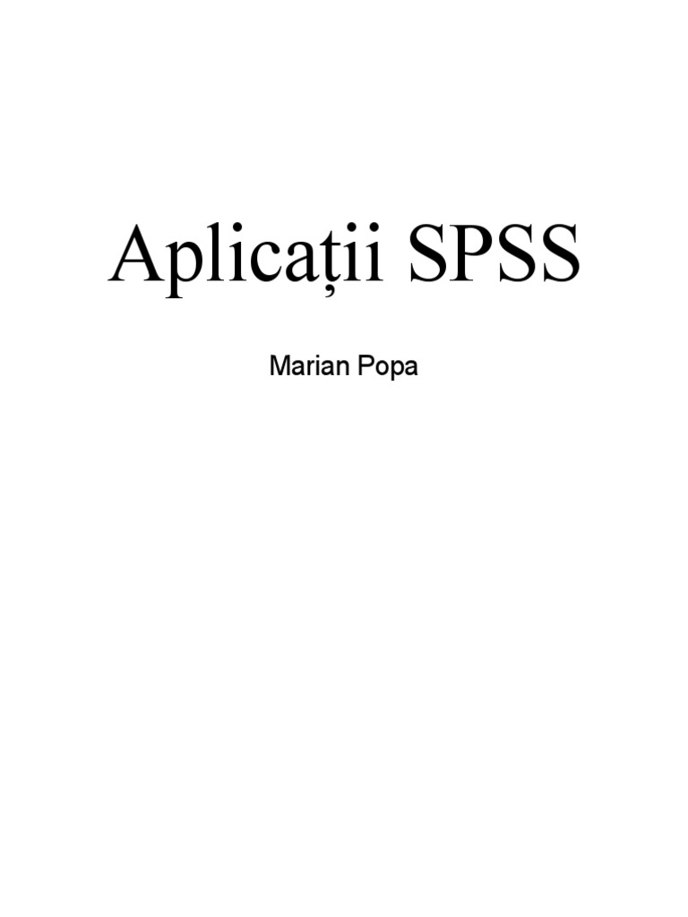 Marian Popa Aplicatii SPSS | PDF
