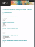 Online Food Delivery Questionnaire | PDF