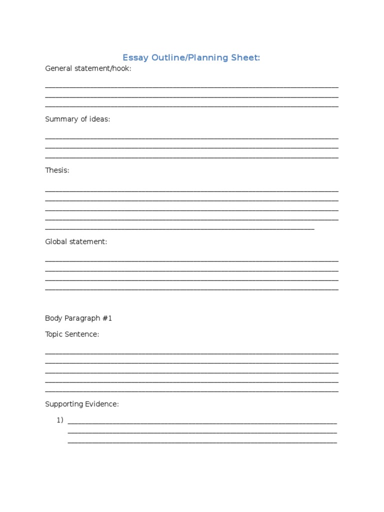 Essay Outline/Planning Sheet | PDF