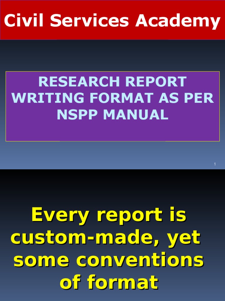Report Writing NSPP Format | PDF | A Manual For Writers Of Research Papers | Hypothesis