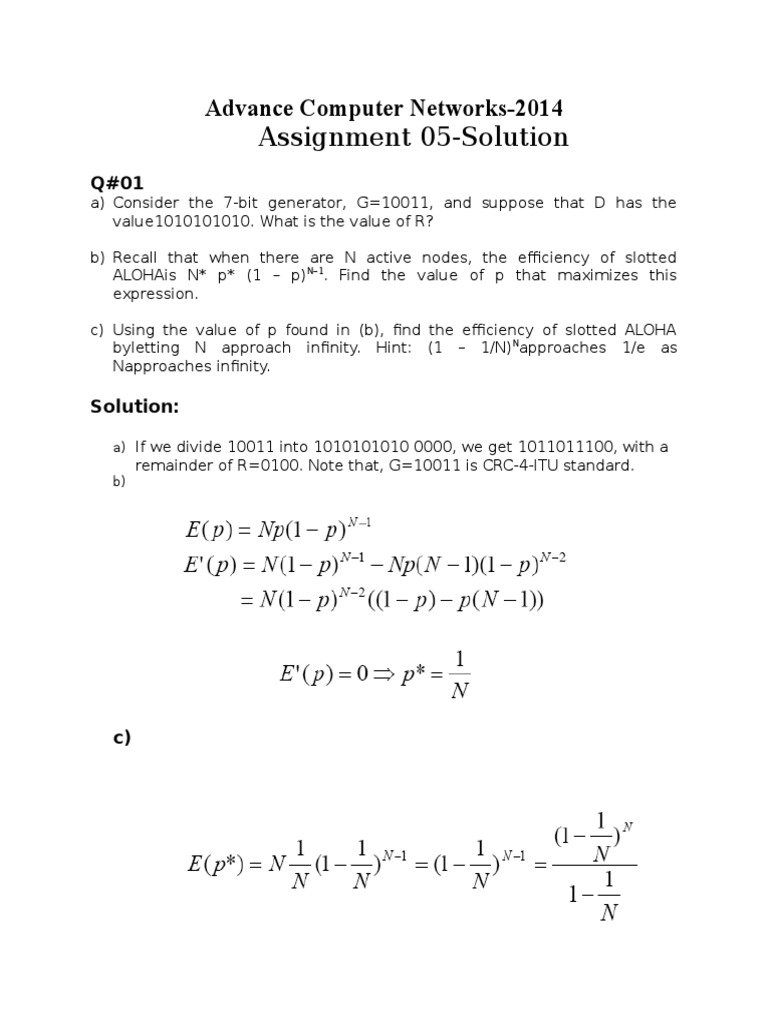 ACN Assign 05 Solution | PDF | Ip Address | Router (Computing)