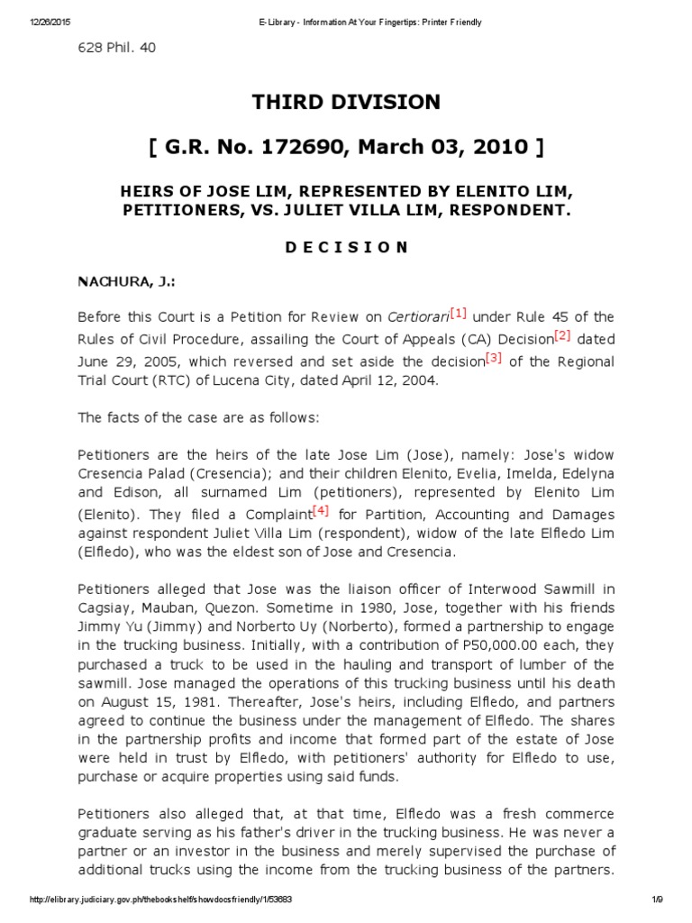 21 Heirs of Jose Lim V Lim | PDF | Evidence | Burden Of Proof (Law)