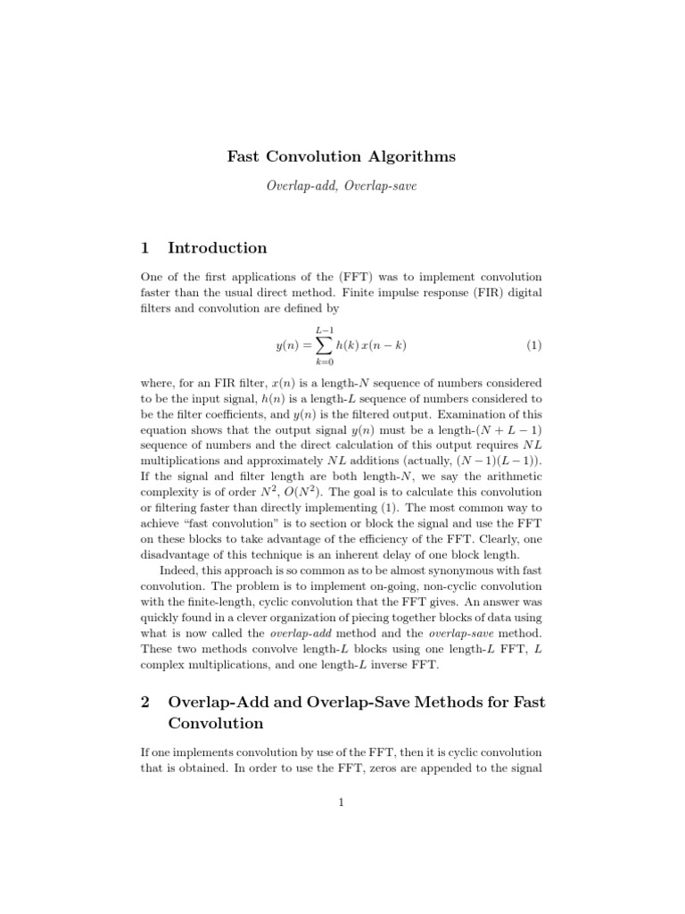 Fast Convolution Algorithms | PDF | Fast Fourier Transform | Convolution
