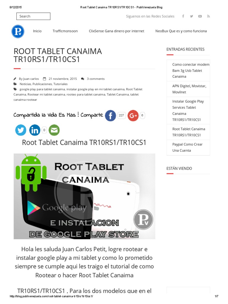 Root Tablet Canaima TR10RS1 - TR10CS1 - PubliVenezuela Blog | PDF ...
