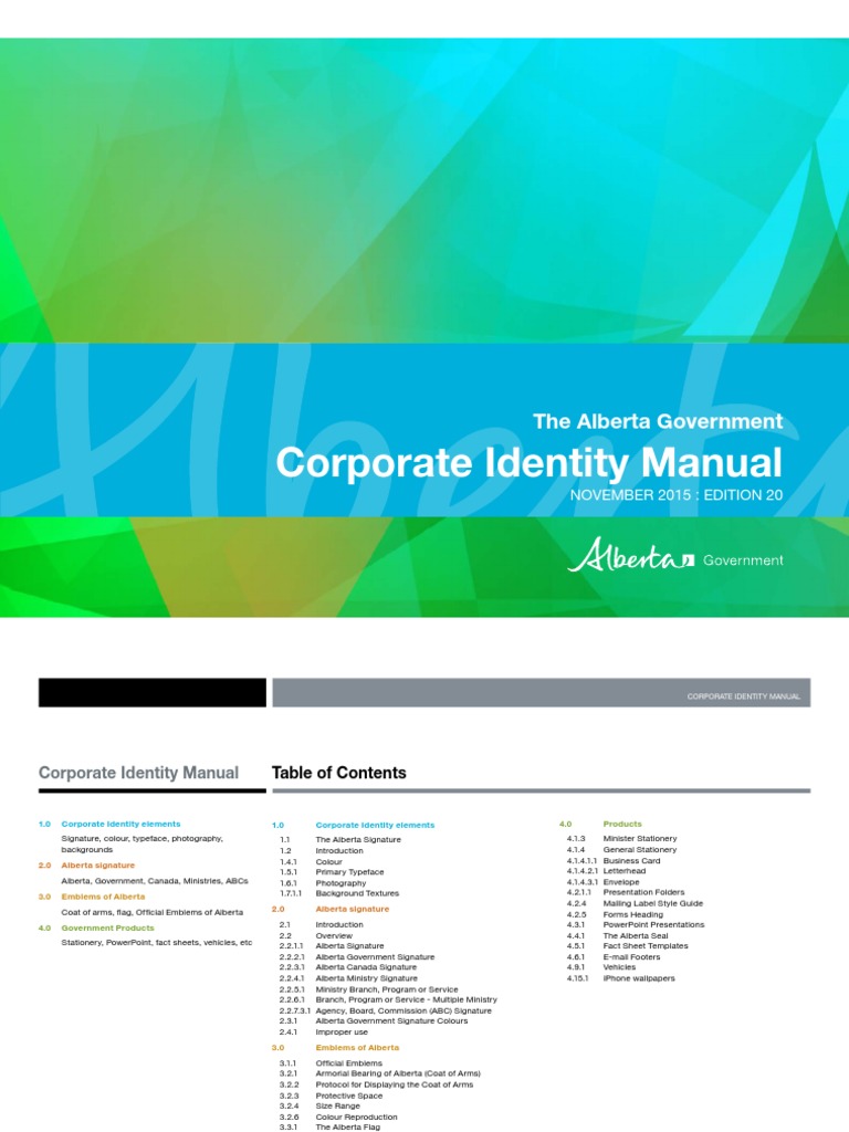 Alberta Corporate Identity Manual | PDF | Arial | Helvetica