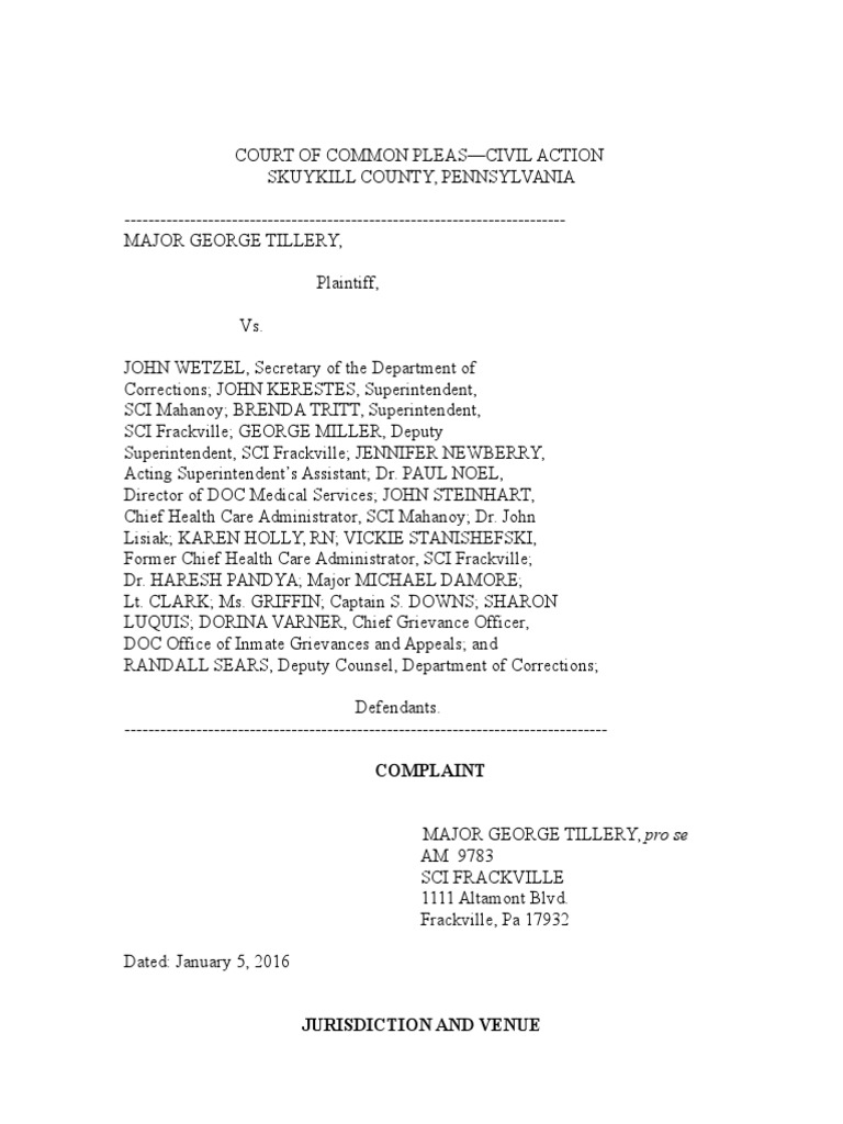 Major Tillery Retaliation Lawsuit Complaint | PDF | Solitary ...