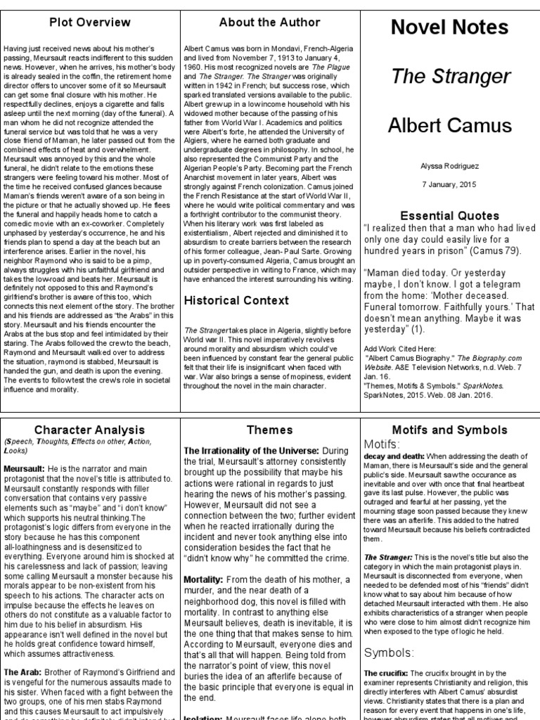 The Stranger: A Study Guide Overview | PDF | Albert Camus | Science