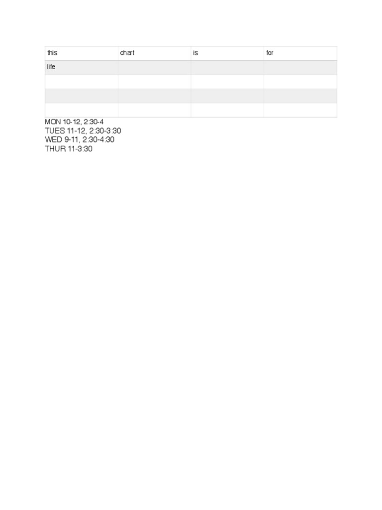 Weekly Life Schedule Chart | PDF