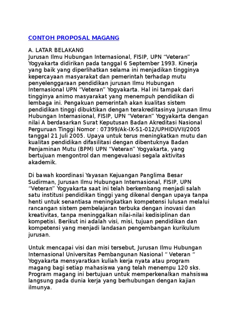 Contoh Proposal Magang | PDF