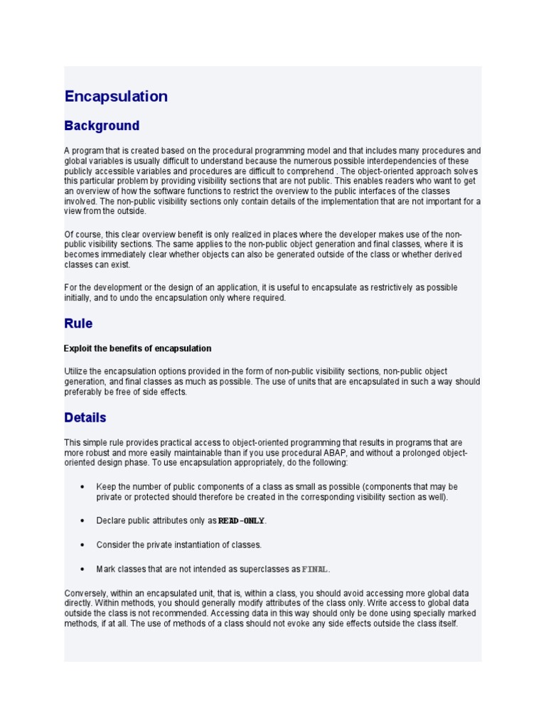 Encapsulation Pdf Class Computer Programming Method Computer Programming