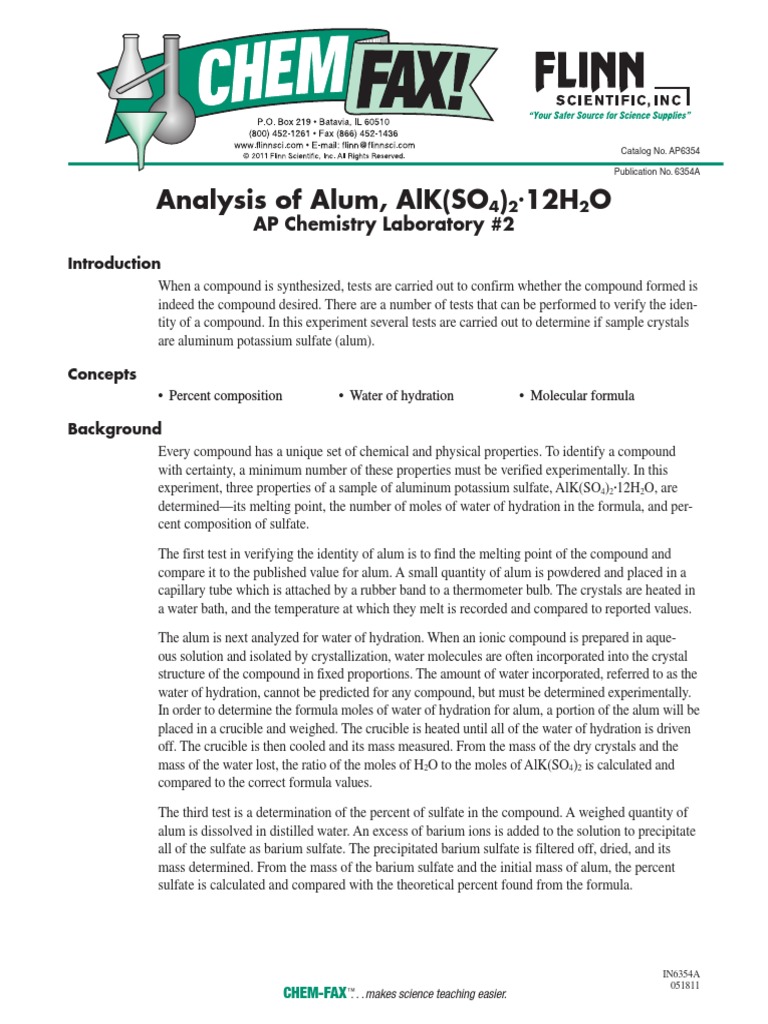 Lab For AP Chemistry | PDF | Chemical Compounds | Properties Of Water